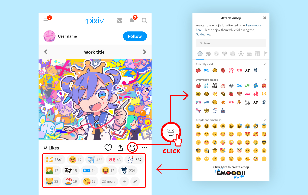 [pixiv] お知らせ - [Limited-time event] Use emojis to show your support in ...